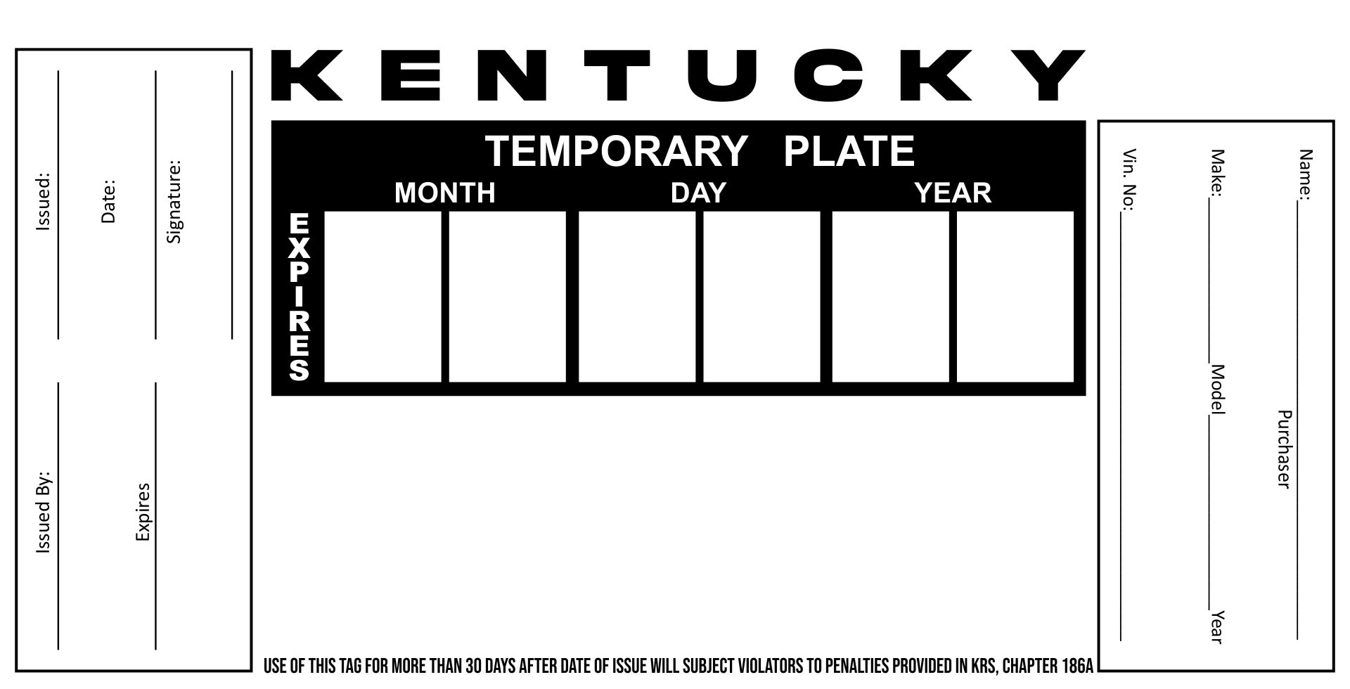 Get Temporary License Plate in Kentucky - Temporary Plates USA 🇺🇸